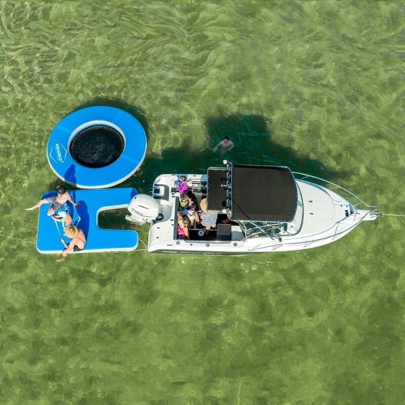 AquaDeck Inflatable U-Shaped Pontoon for Outboard Boats with Roller Ba ...
